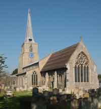 Stained glass of St Mary Banham Norfolk